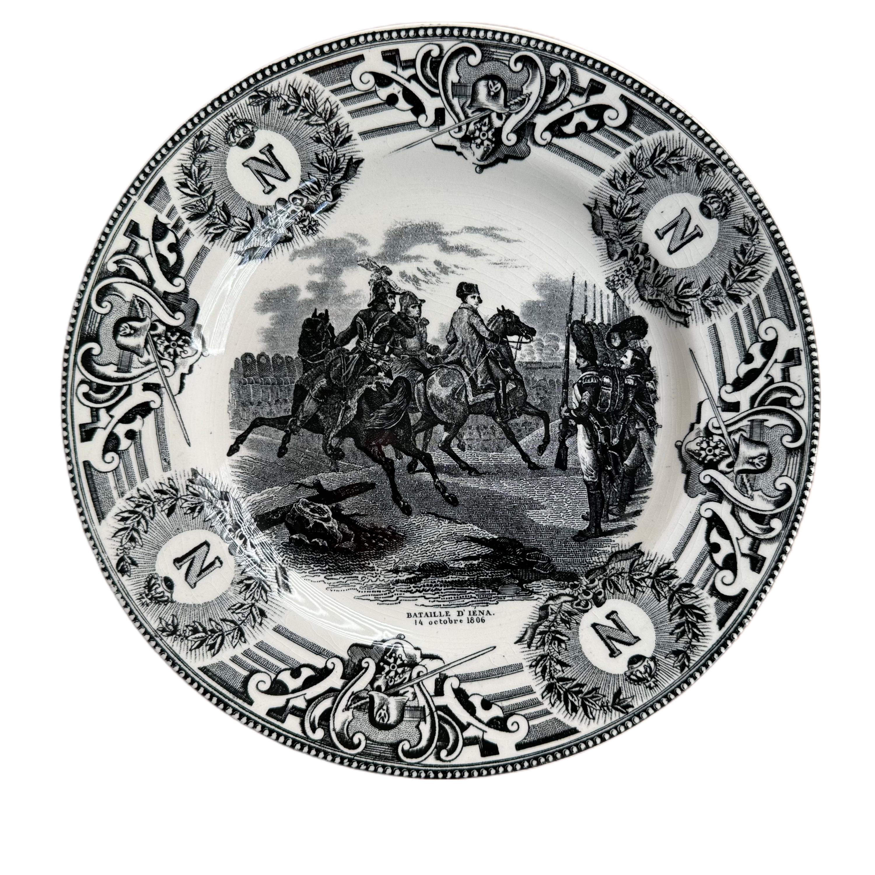 Antique Napoleon Bonaparte Plates (6) in Black Transferware From Boch ...