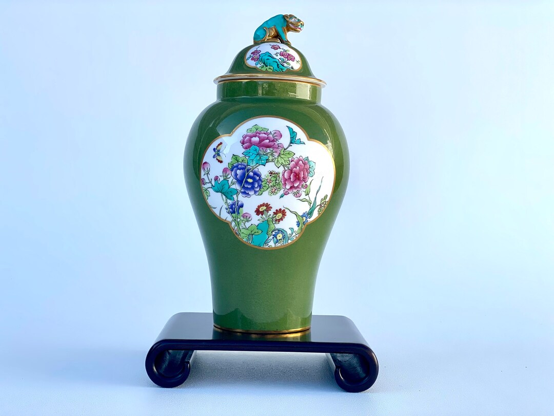 Antique Spode Green Ginger Jar Circa 1910 With Chinese Decoration and ...