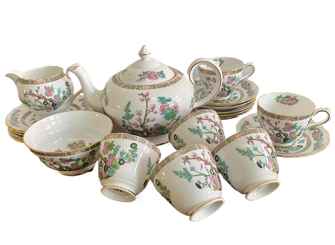 Grosvenor Indian Tree Tea Set Including Teapot, Sugar Bowl, Creamer, 6 ...