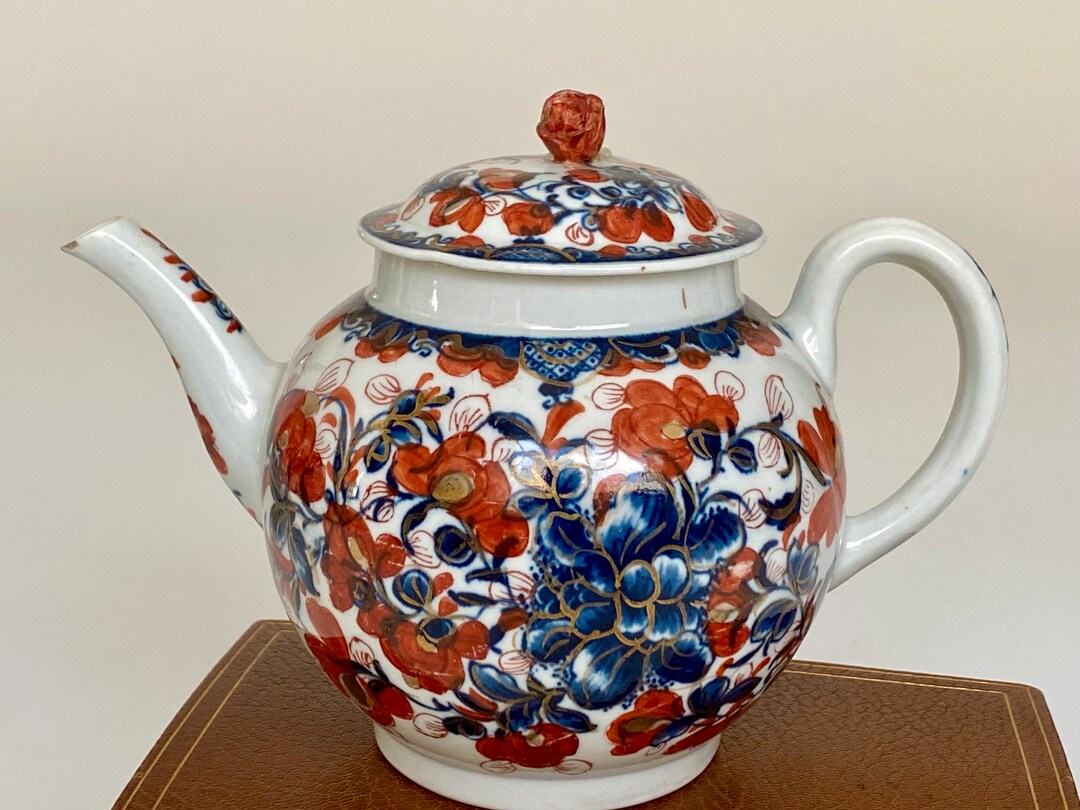 Early Worcester Clobbered Teapot Circa 1770 in Excellent Condition and ...
