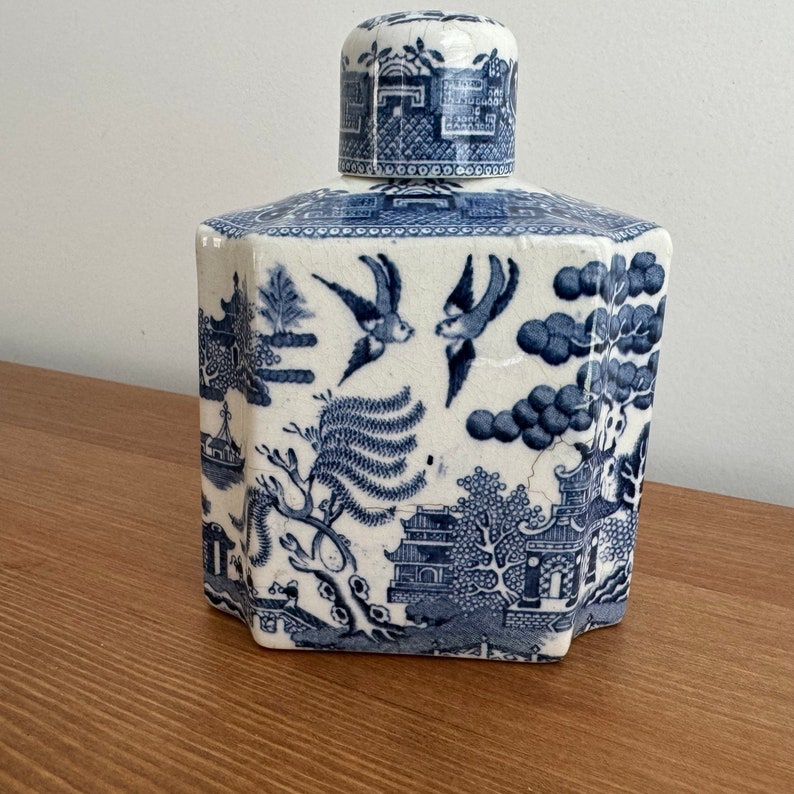 Antique Blue Willow Tea Caddy Made in England at the End of the ...