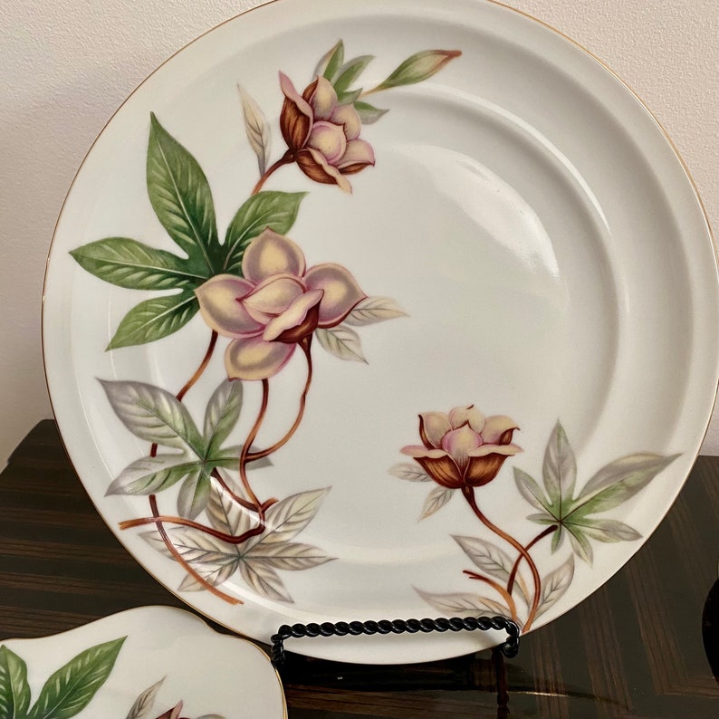 Mid-century Dinnerware by Meiko Woodrose Pattern Hand Painted China ...