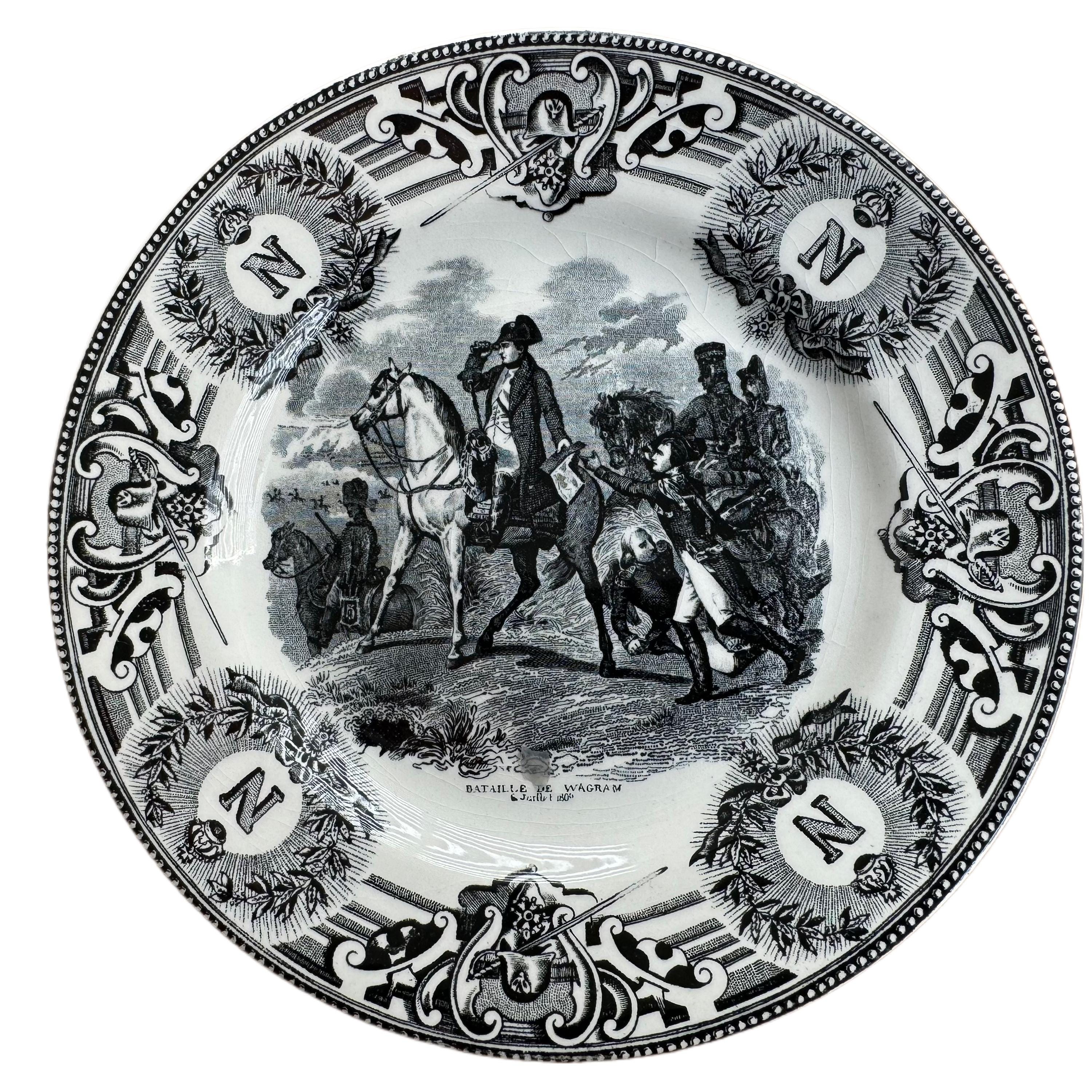 Antique Napoleon Bonaparte Plates (6) in Black Transferware From Boch ...