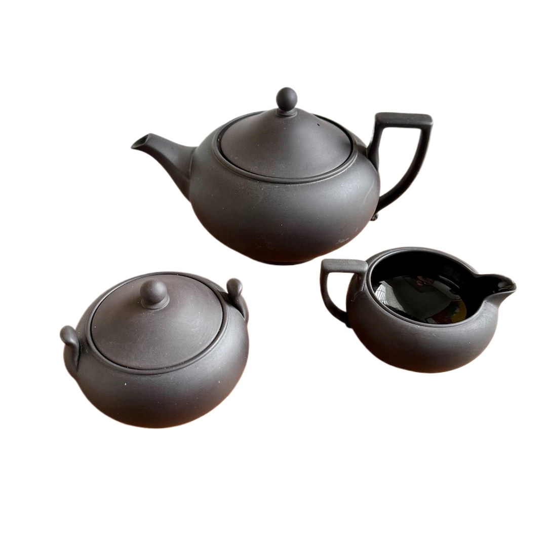 Vintage Wedgwood Black Basalt Tea Set – Matte English Stoneware ...