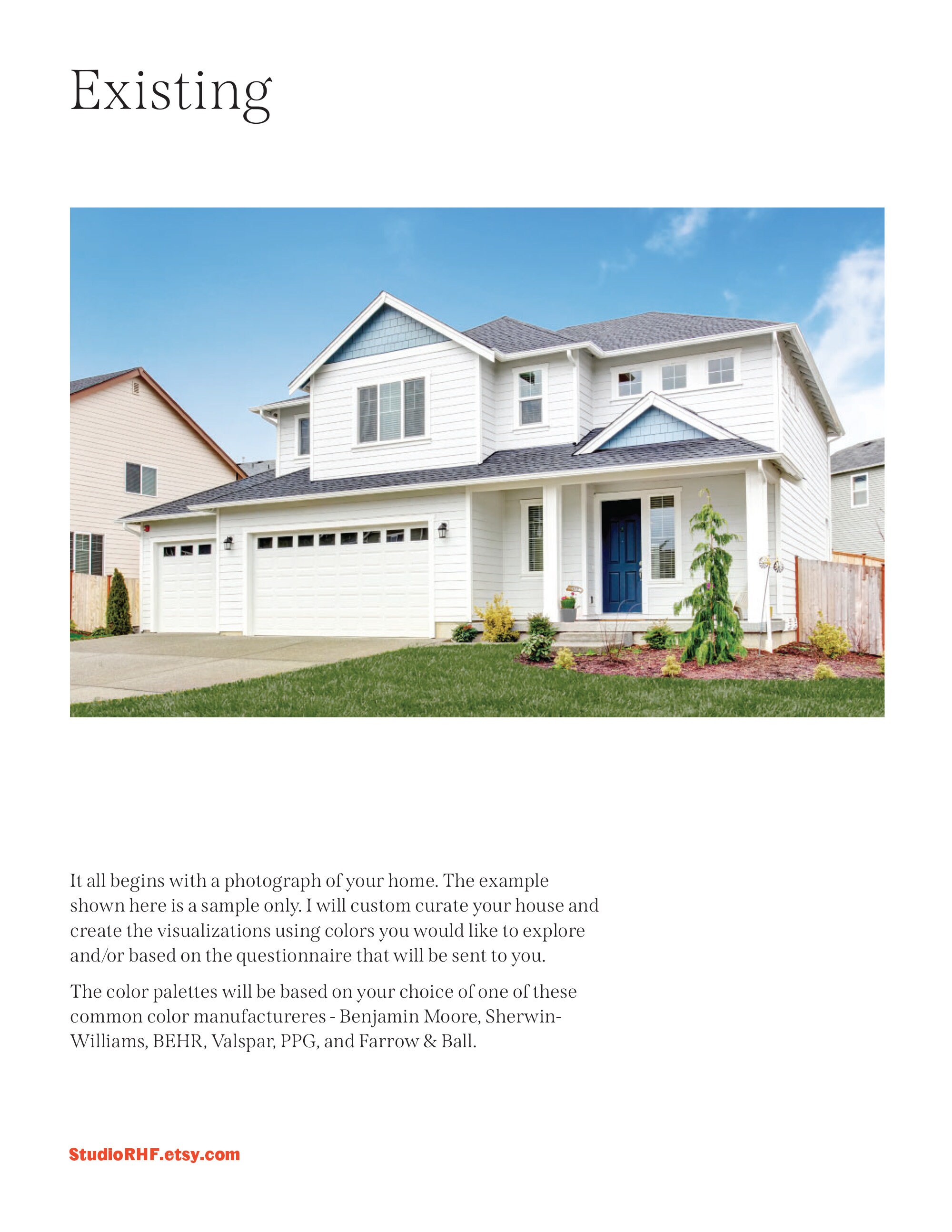 Exterior House Color Options, Color Consultation Service, 4 Color ...