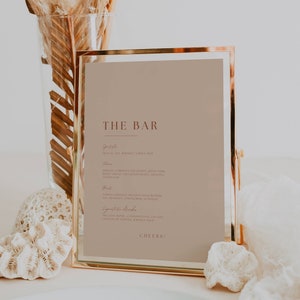 Bar Menu Sign Printable, Boho Bar Menu Signature Drink Sign, Bar Menu ...