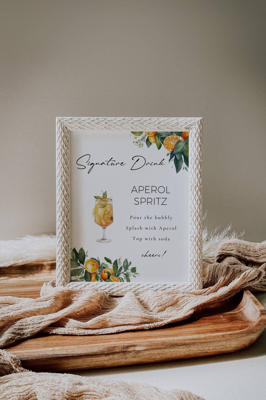 Aperol Spritz Bar Sign Downloadable, Editable Signature Drink Menu ...