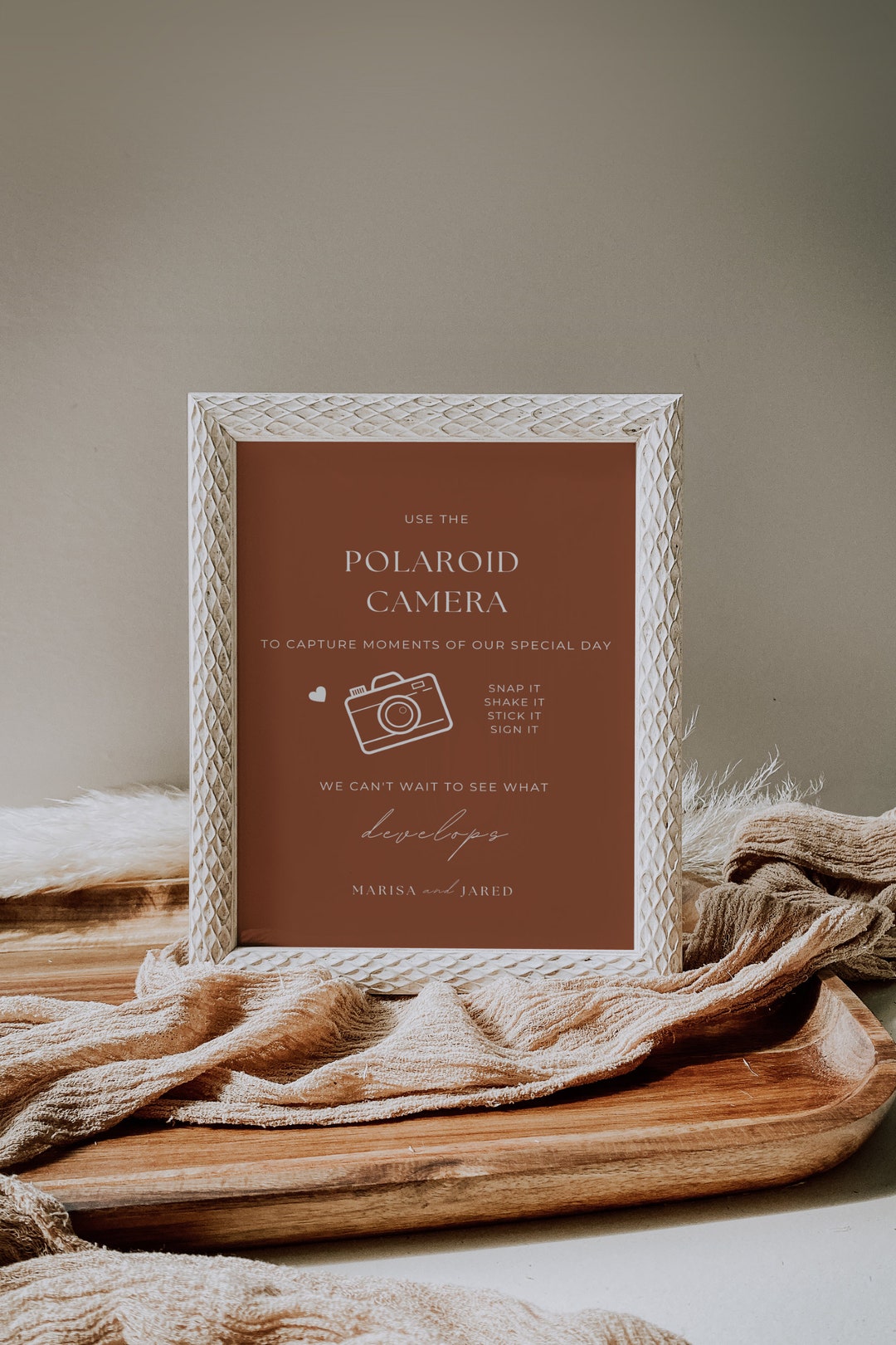 Boho Polaroid Sign Wedding, Terracotta Photo Guestbook, Snap It Shake ...