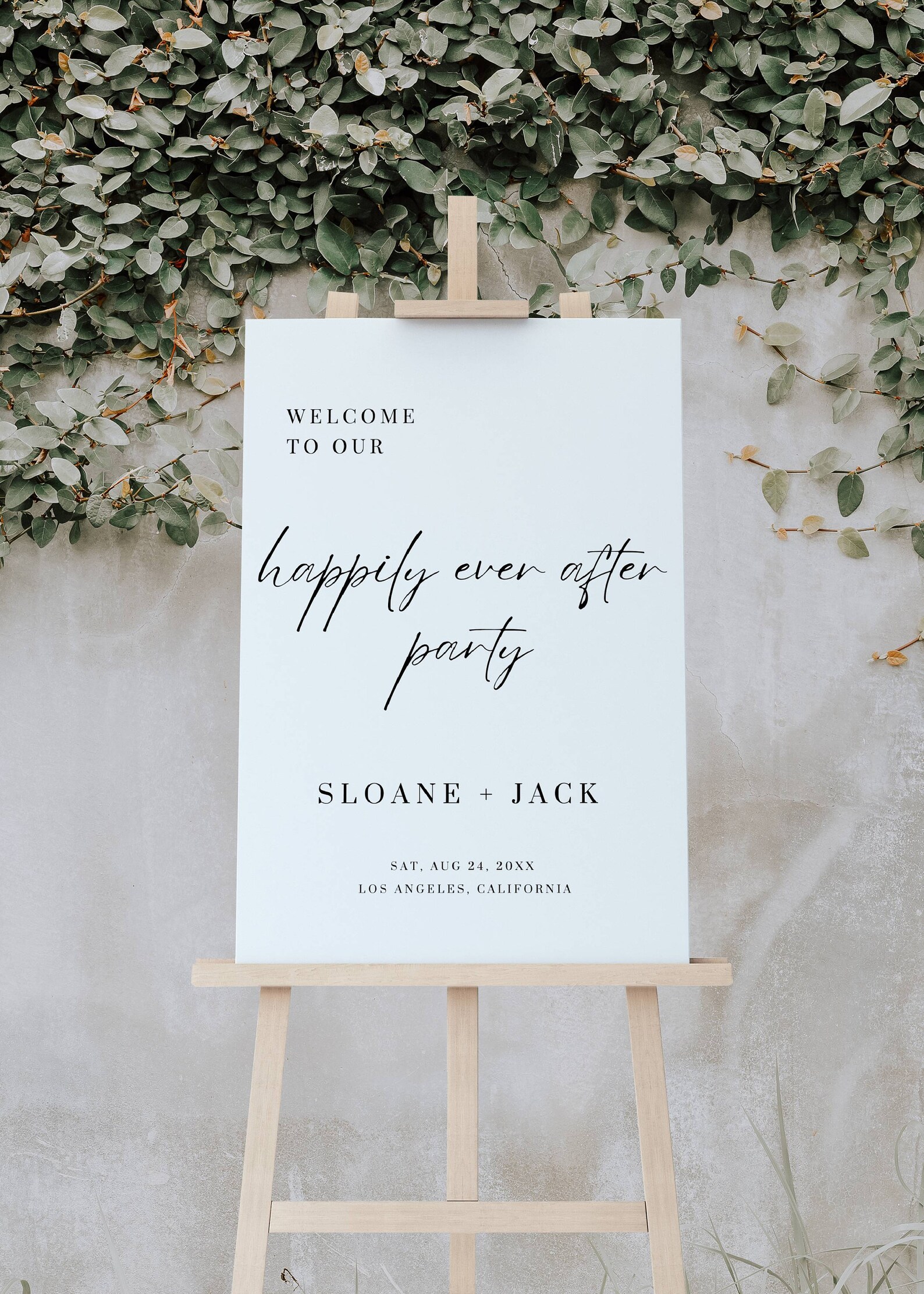 Welcome to Our Happily Ever After Wedding Sign, Minimal Wedding Party ...