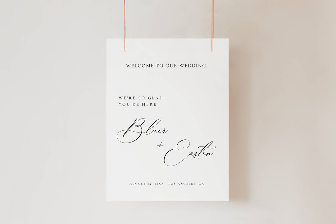 Were so Glad Youre Here Welcome Sign Wedding, Script Wedding Welcome ...