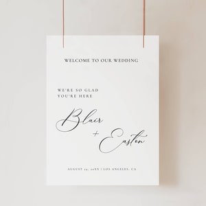 Were so Glad Youre Here Welcome Sign Wedding, Script Wedding Welcome ...