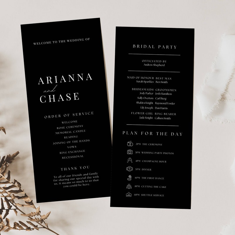 Wedding Program Template - Etsy