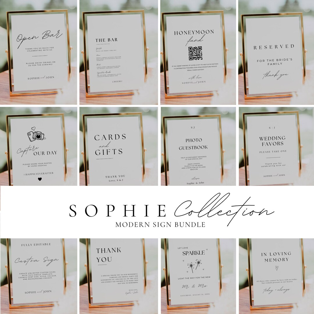 Wedding Day Signage Bundle Template, Editable All in One Signage ...