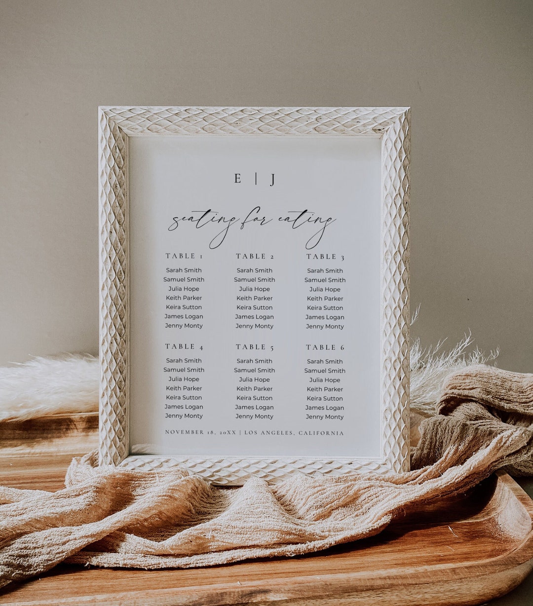 Seating Chart Small Wedding, 6 Tables Seating Chart, Seating Chart ...