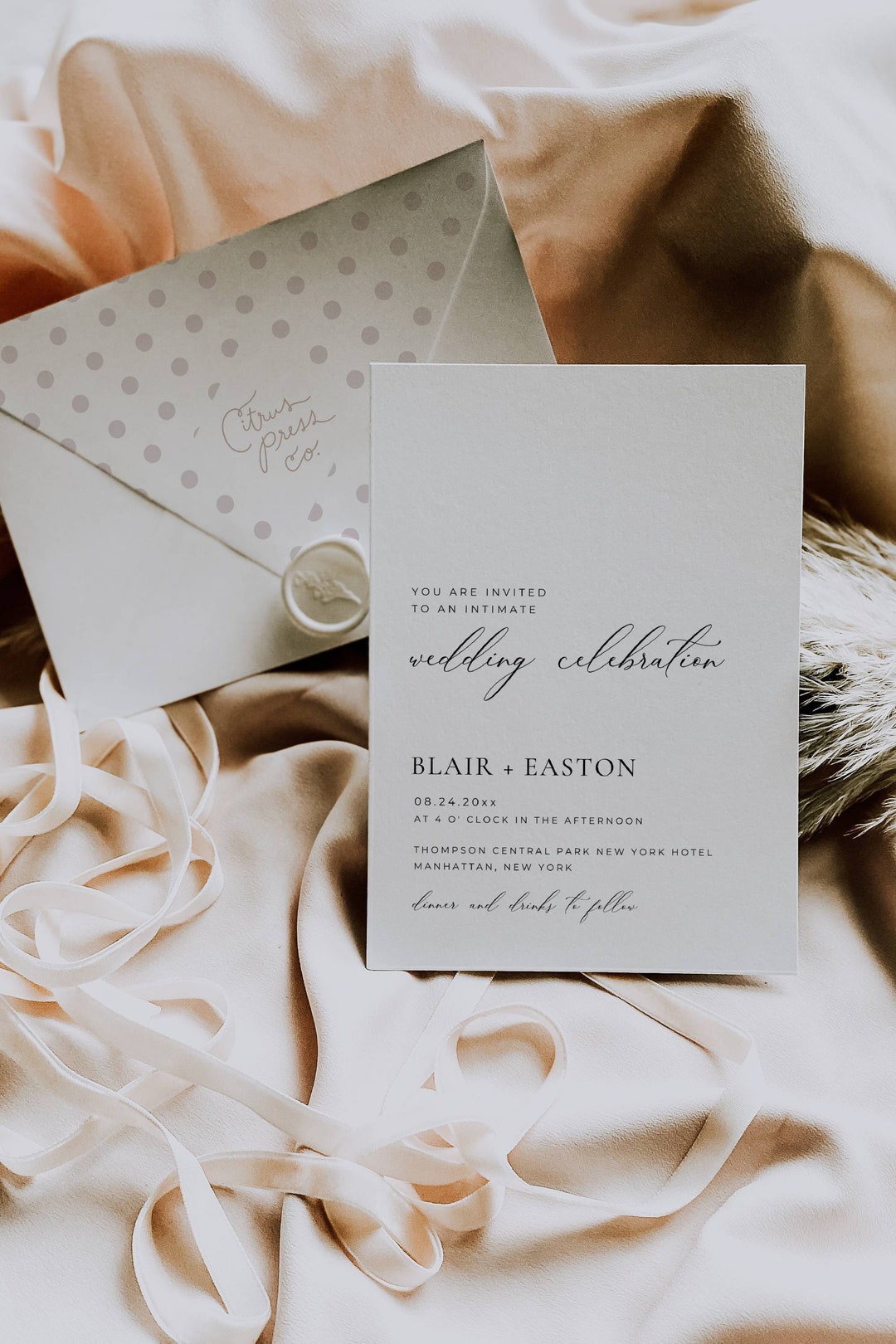 Intimate Wedding Invitation Template, Micro Wedding Invitation, Modern ...