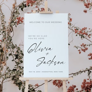 Minimal Calligraphy Welcome Sign Template, Modern Wedding Welcome Sign ...