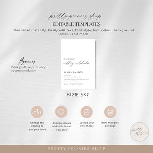 Intimate Wedding Invitation Template, Micro Wedding Invitation, Modern ...