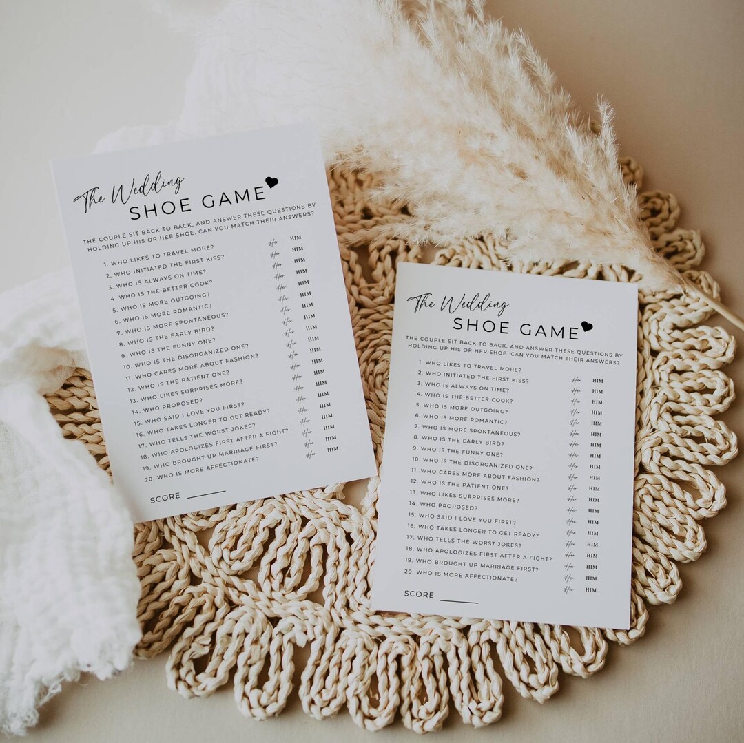Wedding Shower Shoe Game Template, Newlywed His or Hers Trivia, Fun ...