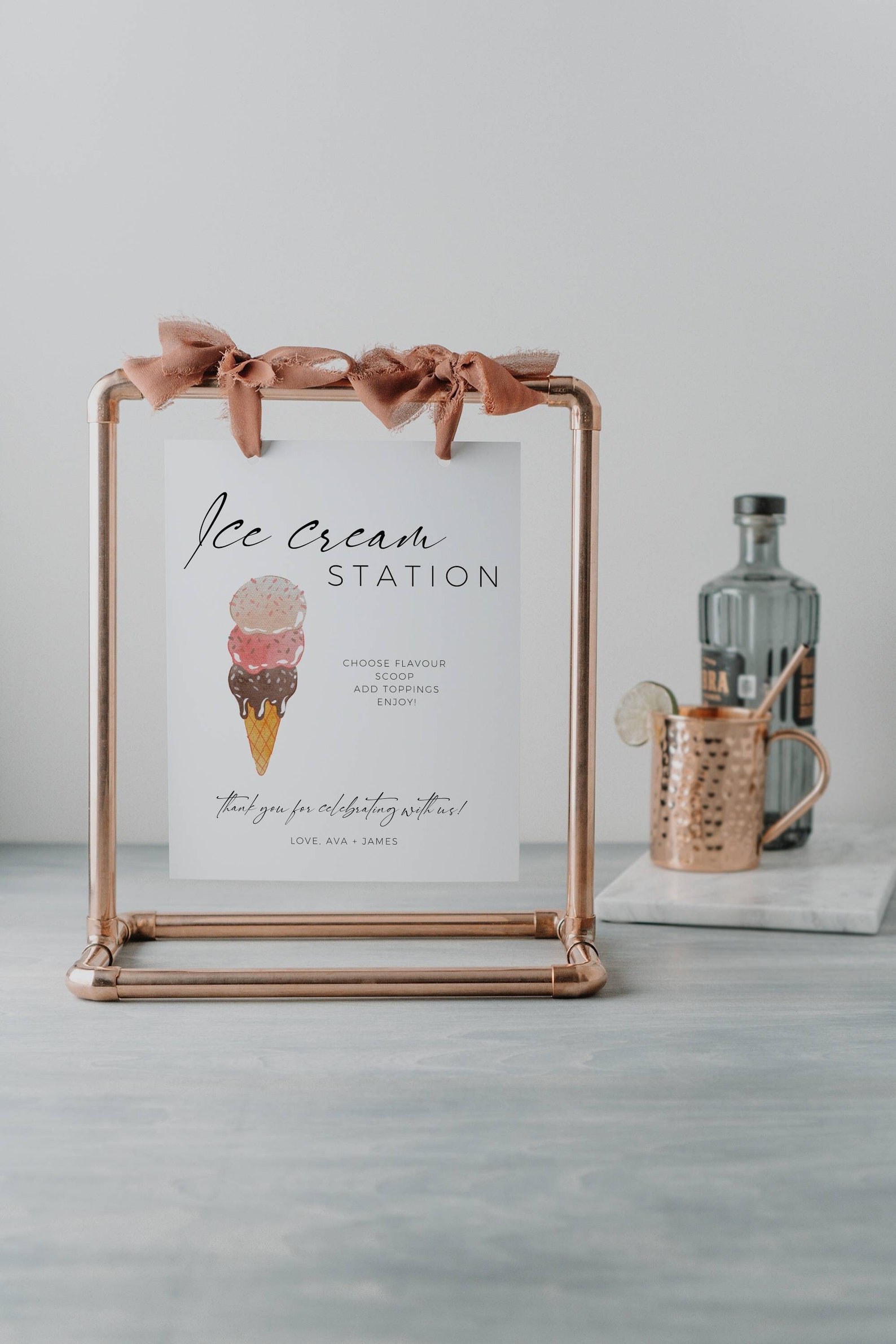 Ice Cream Bar Sign Wedding, Dessert Station Sign Template, Ice Cream ...