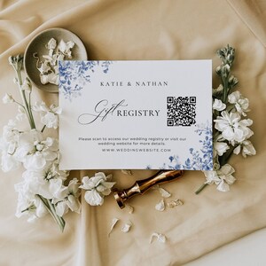 Toile Wedding Gift Registry Card, Qr Code Newlywed Registry Insert ...