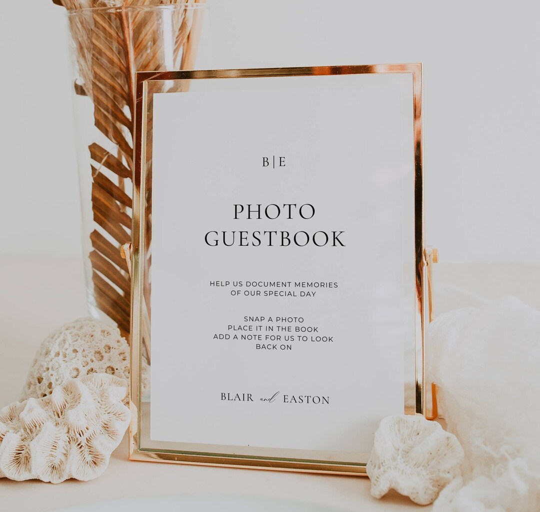 Photo Guestbook Sign Template, Modern Wedding Guestbook Sign Template ...