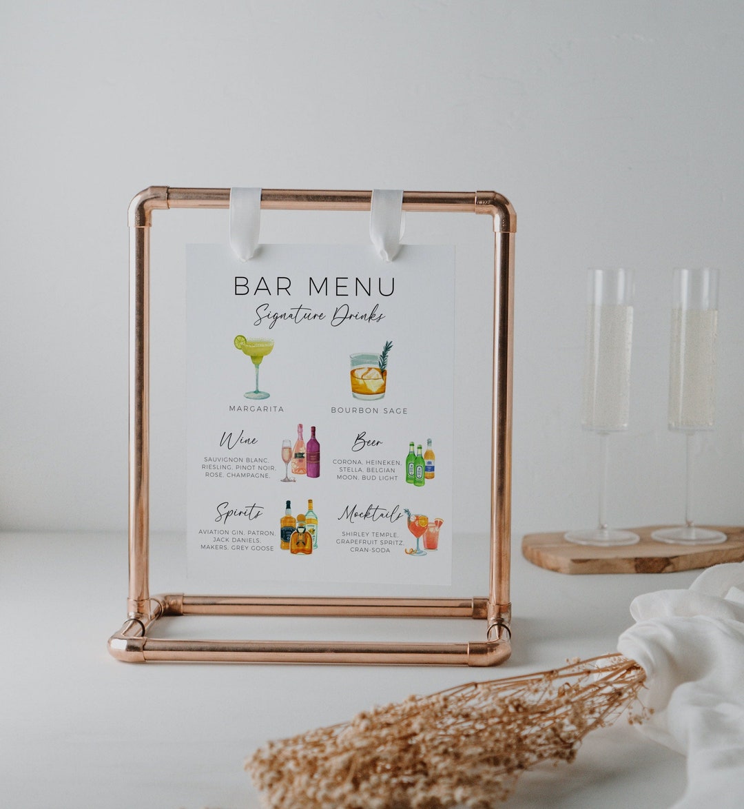Signature Drink Menu His Hers, Wedding Signature Drink Menu Template ...