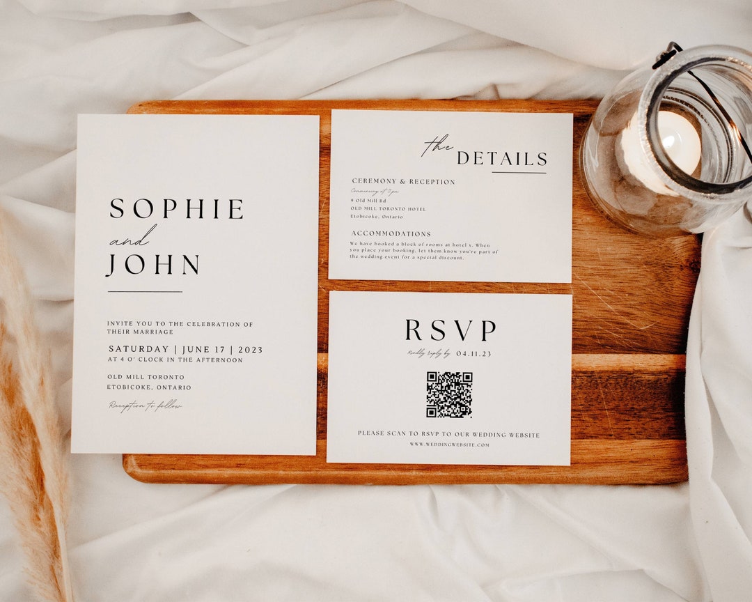 Minimalist Wedding Invite Suite Modern Invitation Set - Etsy