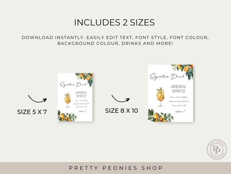 Aperol Spritz Sign Signature Drink Sign Template Bridal - Etsy