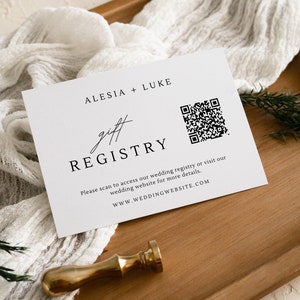 Qr Code Gift Registry Card, Bridal Shower Registry Card, Minimalist ...