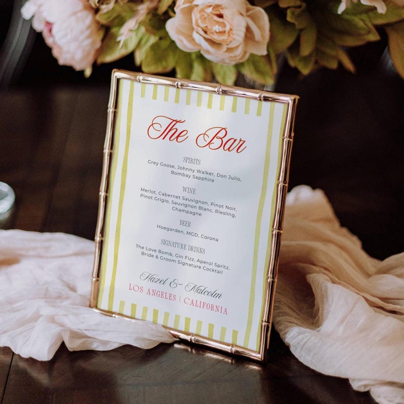 Retro Bar Menu Sign Template, Editable Wedding Bar Sign Canva, Island ...