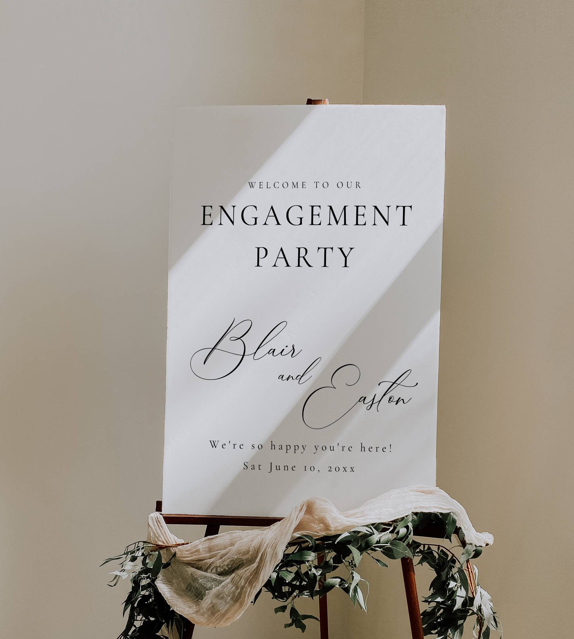 Modern Engagement Party Welcome Sign Template, Minimal Engagement ...