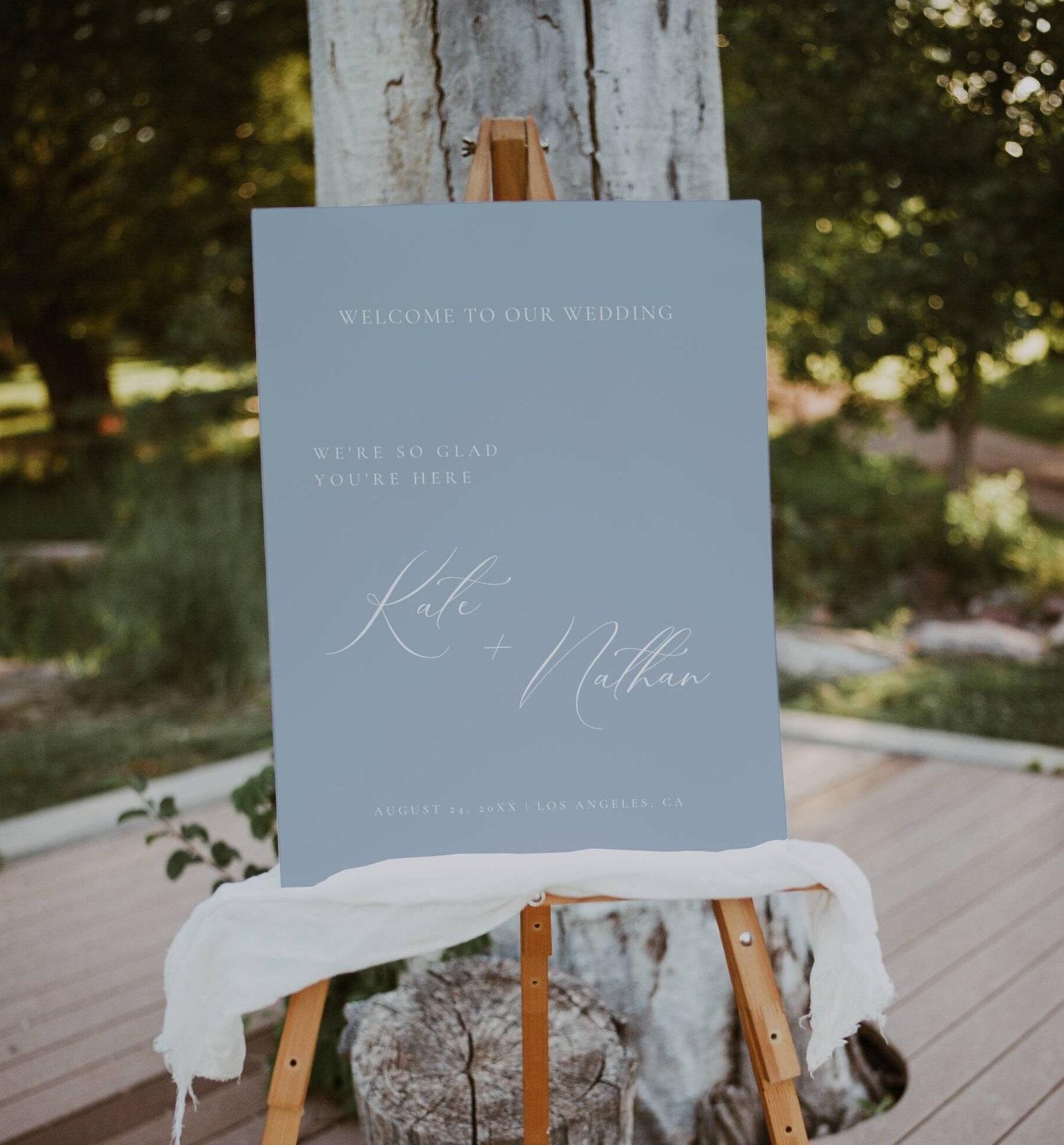 Dusty Blue Welcome Sign Template, Welcome to the Wedding Sign Light ...