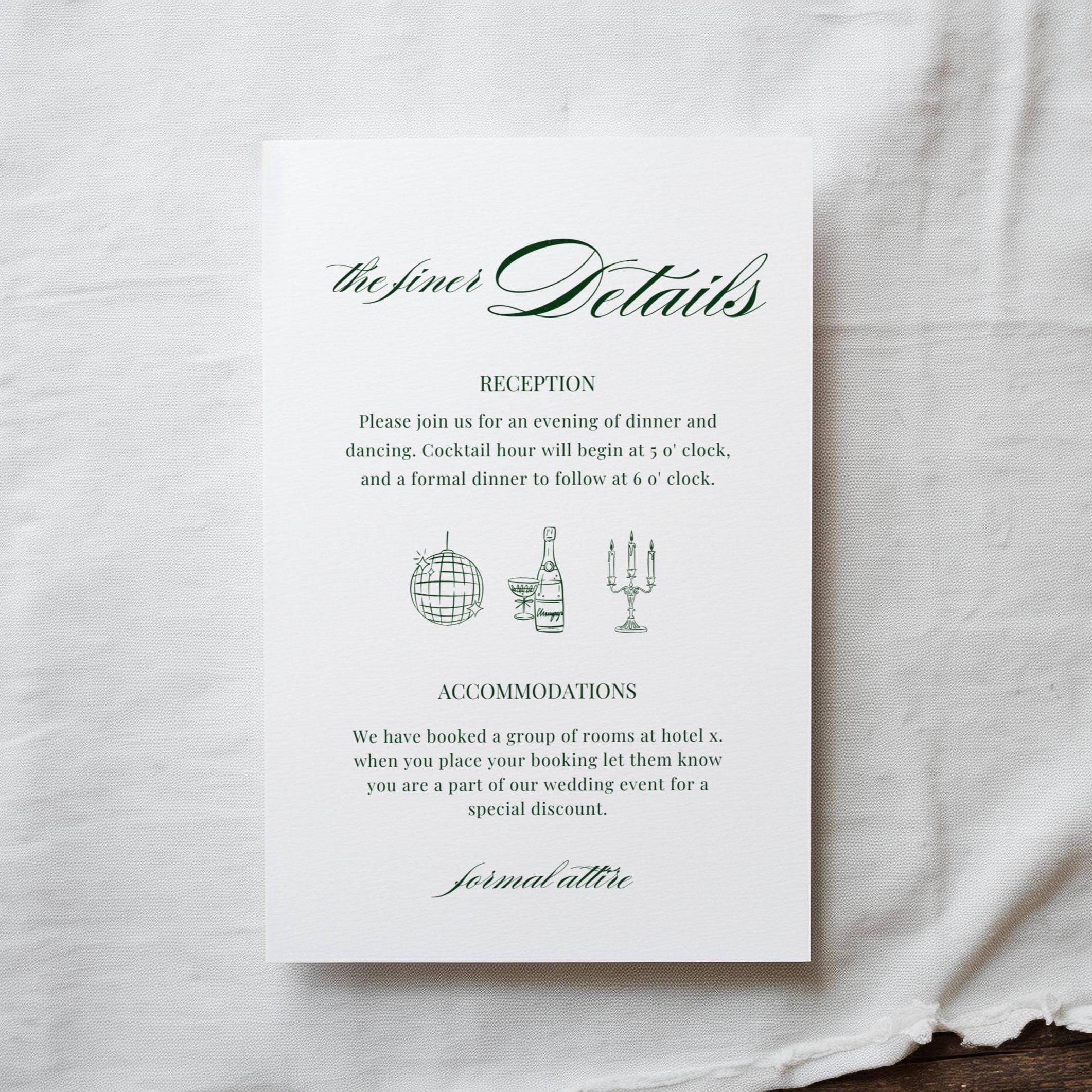 Retro Green Stripes Wedding Invitation, Old Money Invitation Suite ...