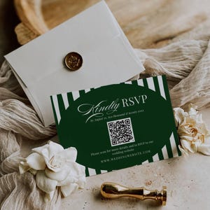 Retro Green Stripes Wedding Invitation, Old Money Invitation Suite ...