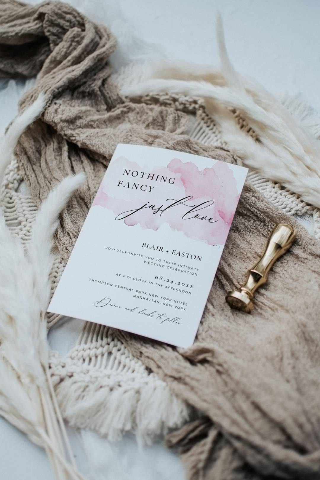 Blush Intimate Wedding Invite Template, Elegant Micro Wedding ...