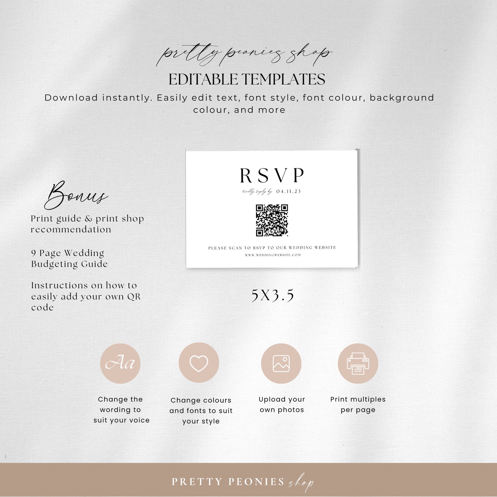 QR Code Wedding Invitation RSVP Template, Modern Wedding Rsvp Insert ...