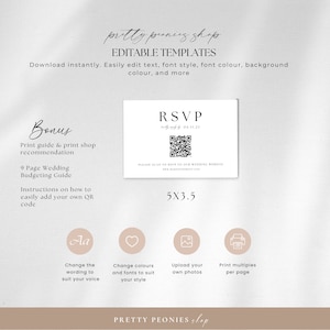 QR Code Wedding Invitation RSVP Template, Modern Wedding Rsvp Insert ...