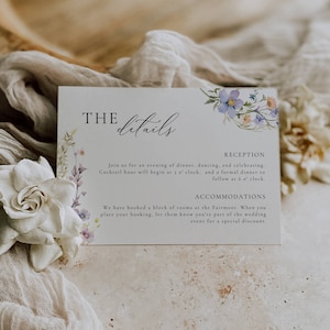 Summer Wildflower Wedding Invitation Set, Whimsical Floral Invitation Suite Template, Field ...