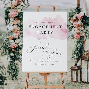 Blush Engagement Party Sign Template, Light Pink Engagement Welcome ...
