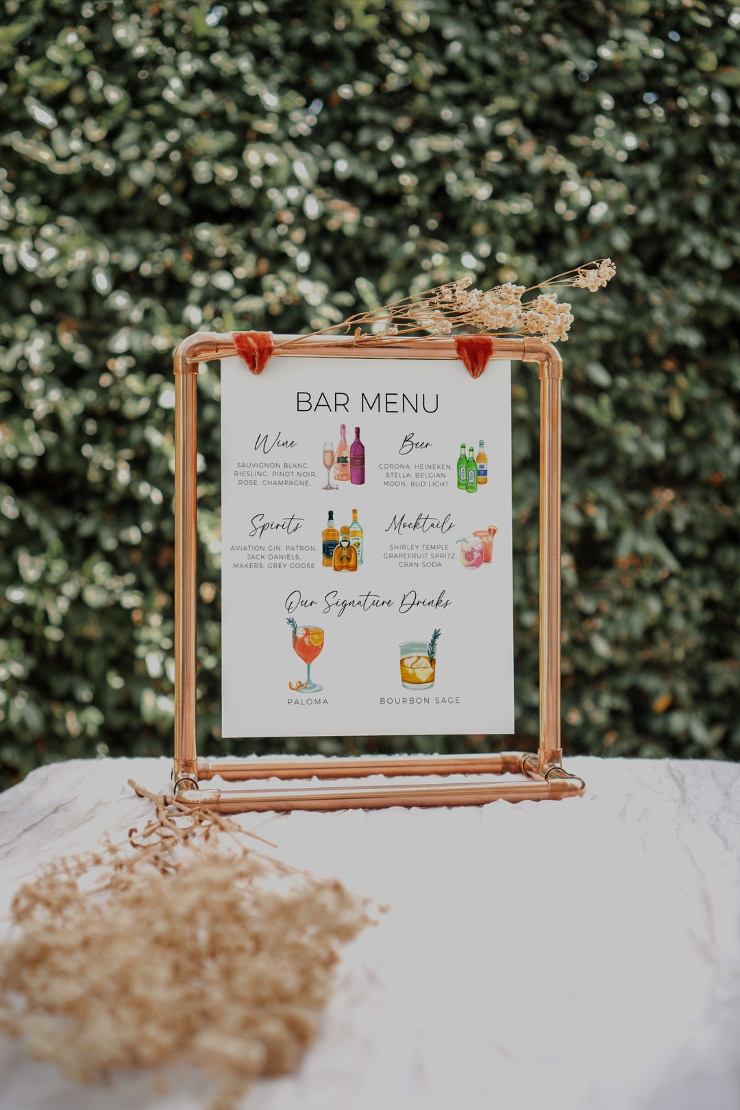 Bar Menu His and Hers Signature Drinks Sign Template, Wedding His and ...