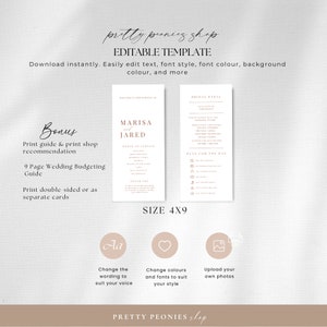 Terracotta Wedding Program Template, Boho Infographic Program, Minimal ...