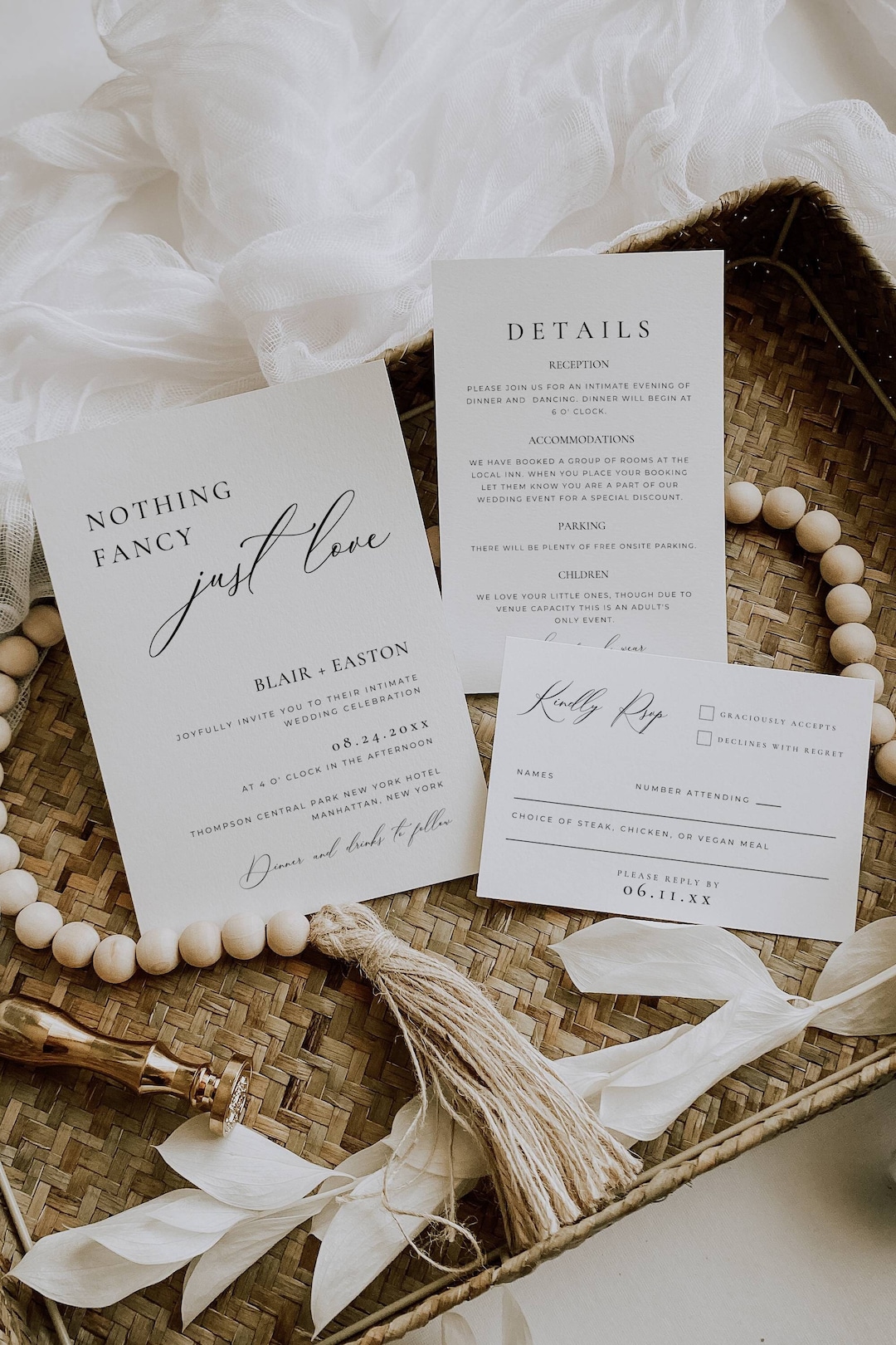 Micro Wedding Invite Suite TEMPLATE Intimate Wedding Invitation Set ...