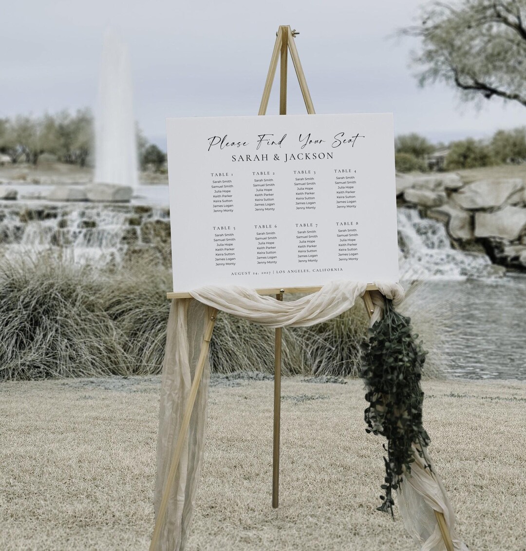Seating Chart Small Wedding, Wedding Seating Chart 8 Tables, Intimate ...