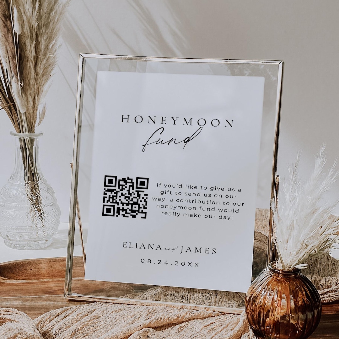 Honeymoon Fund Sign, Venmo Qr Code Sign, Wedding Payment Sign Template ...