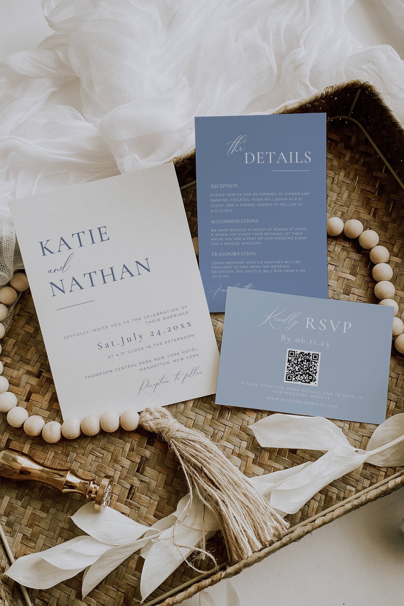 Wedding Invitation Suite Light Blue, French Blue Wedding Invite Set ...