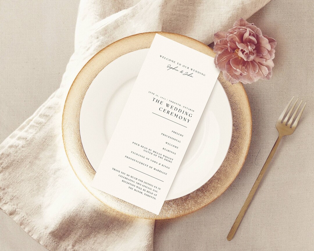 Modern Wedding Program Template, Wedding Ceremony Itinerary INSTANT ...