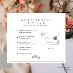Toile Wedding Gift Registry Card, Qr Code Newlywed Registry Insert ...