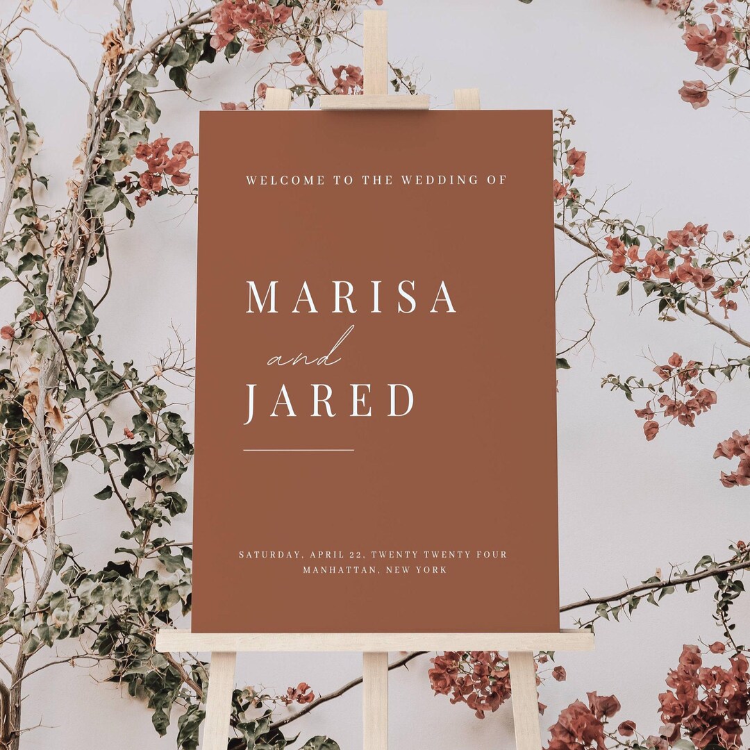 Boho Terracotta Wedding Welcome Sign Template, Burnt Orange Welcome ...