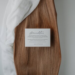 Hotel Information Card for Wedding Invitations, Calligraphy ...