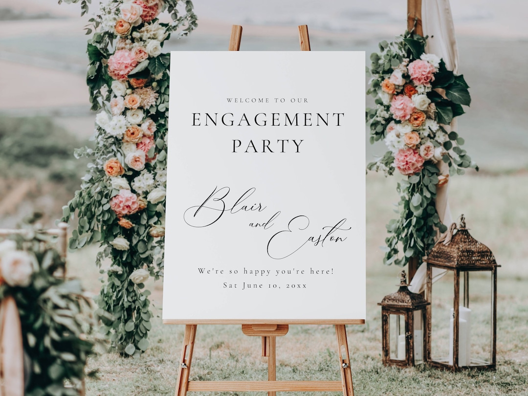Modern Engagement Party Welcome Sign Template, Minimal Engagement ...